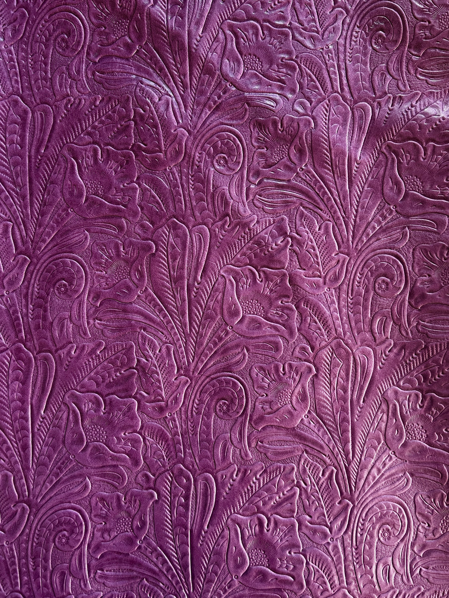 Plum Large Floral Embossed Cowhide – TanneryNYC