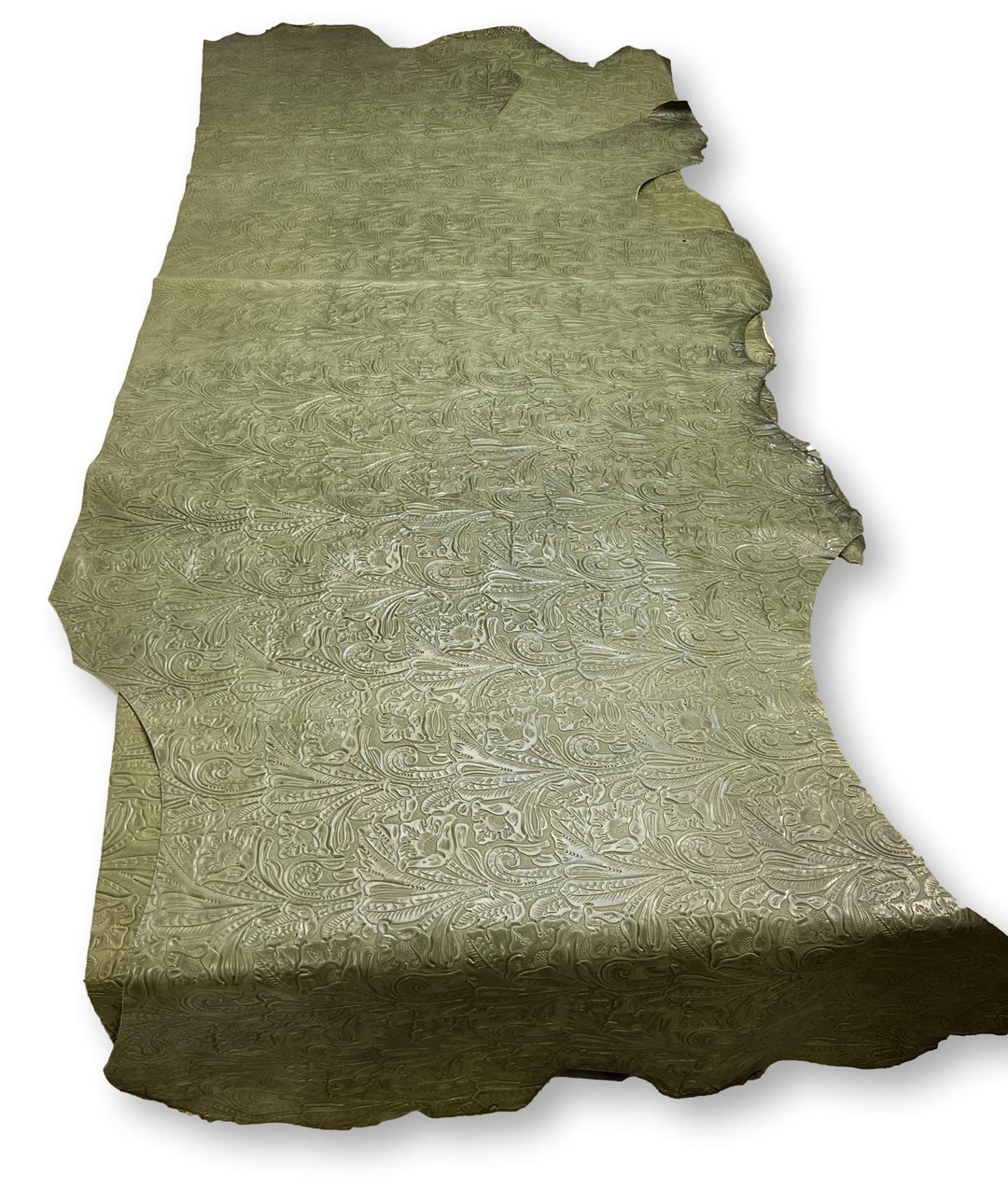 Olive Green Large Floral Embossed Cowhide – TanneryNYC